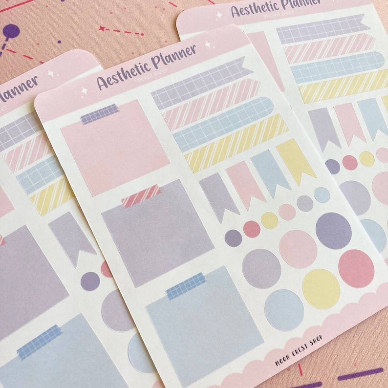 Cute Aesthetic Pastel Bullet Journal Planner Sticker Sheet | Memos ...