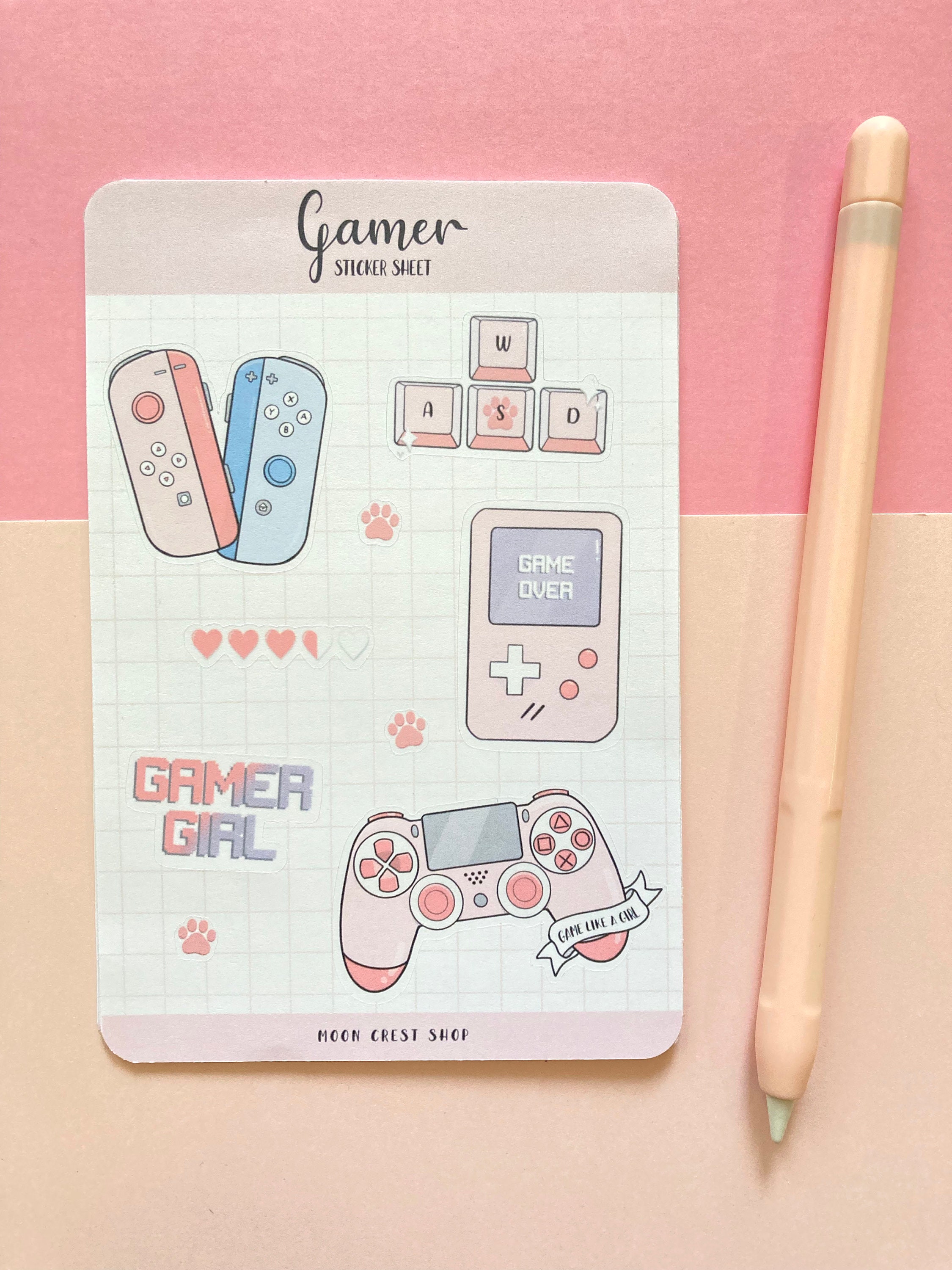 Gamer Cute Aesthetic Sticker Sheet Pink Pastel Bullet - Etsy