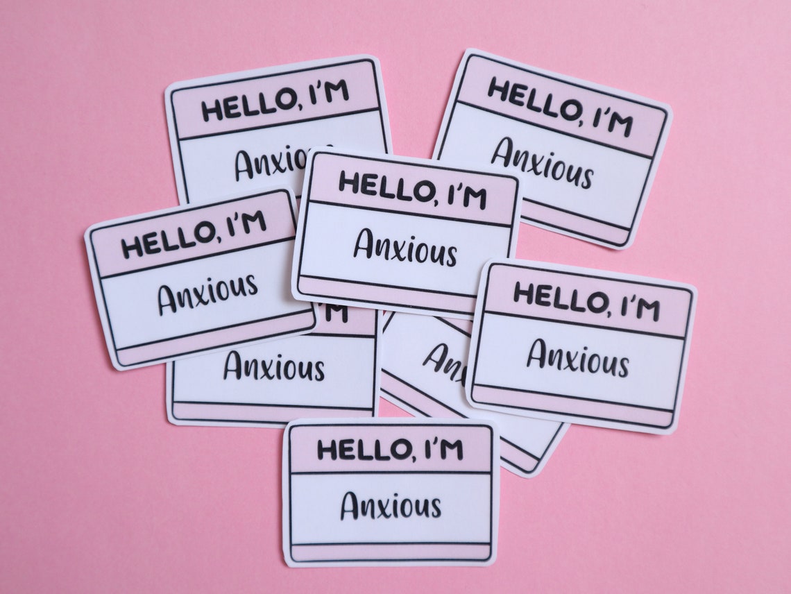 Hello I'm Name Tag Sticker | Mood Name Tags | Anxious, Tired ...