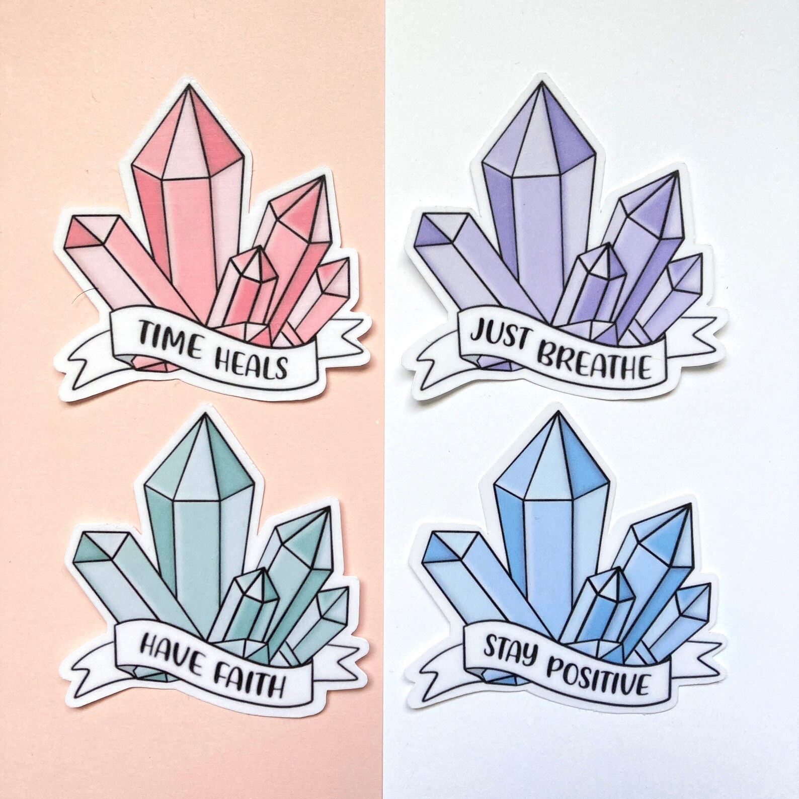 CRYSTAL BUNDLE - 2 Sticker Sheets + 4 Die Cut Stickers | Pastel Gems ...
