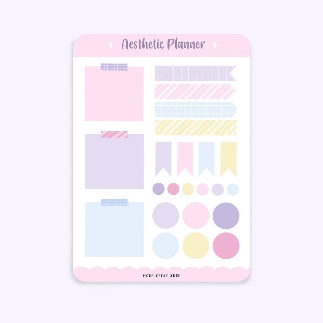 Cute Aesthetic Pastel Bullet Journal Planner Sticker Sheet | Memos ...