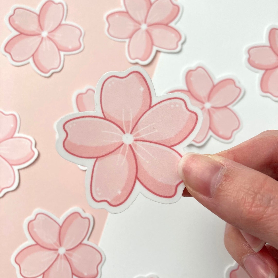 Sakura Cherry Blossom Vinyl Sticker | Cute Pink Waterproof Laminated ...