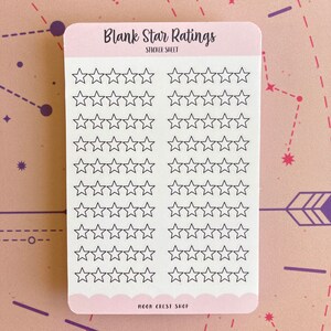 Blank Star Ratings Sticker Sheet | Bookworm, Reading, Review, Bujo ...