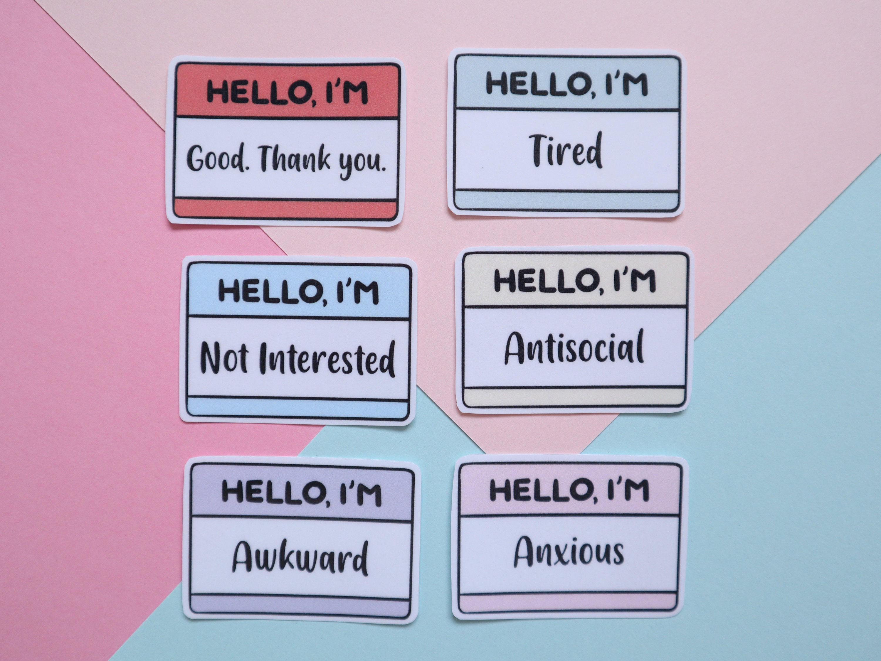 Hello I'm Name Tag Sticker Mood Name Tags Anxious - Etsy