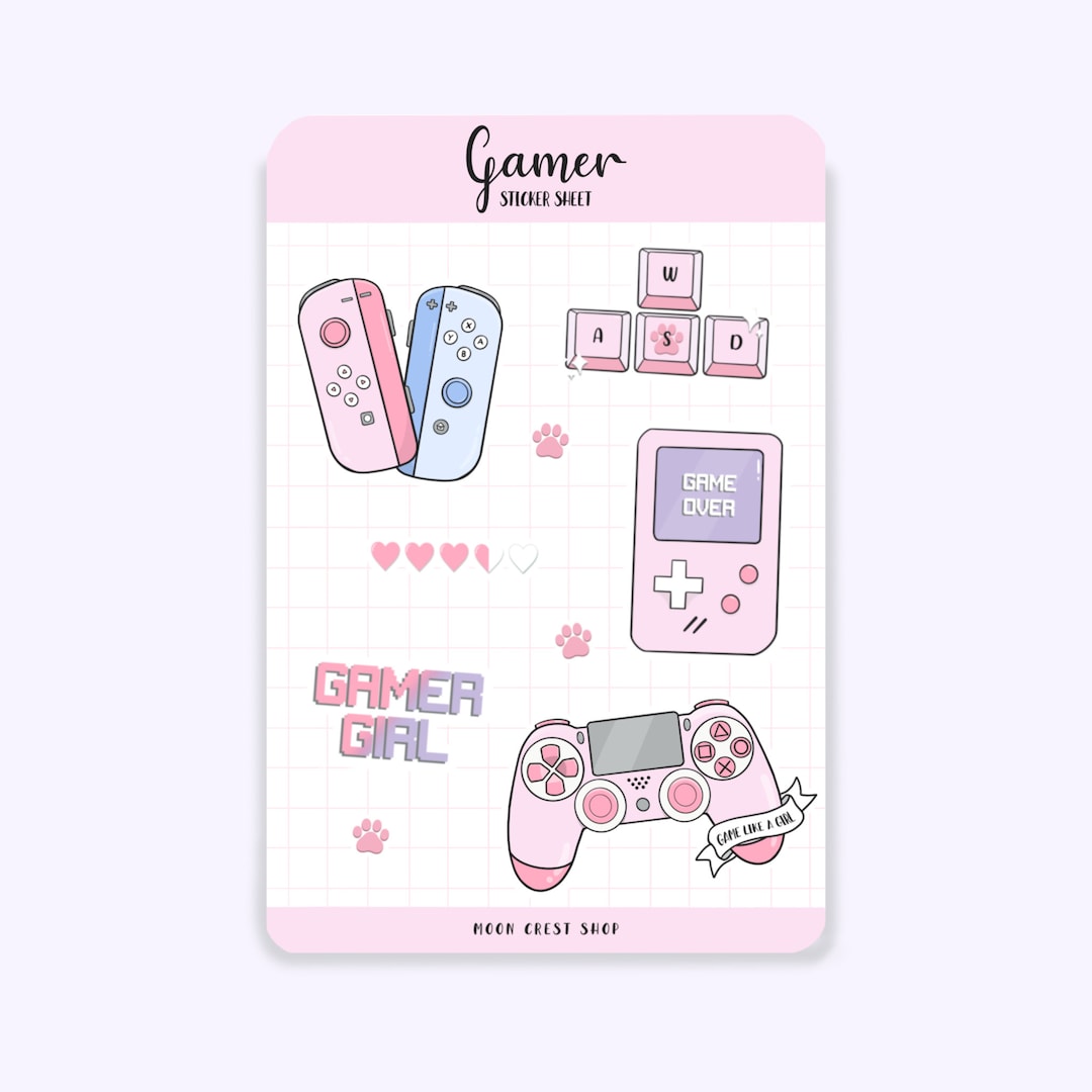 Gamer Cute Aesthetic Sticker Sheet | Pink Pastel Bullet Journal ...