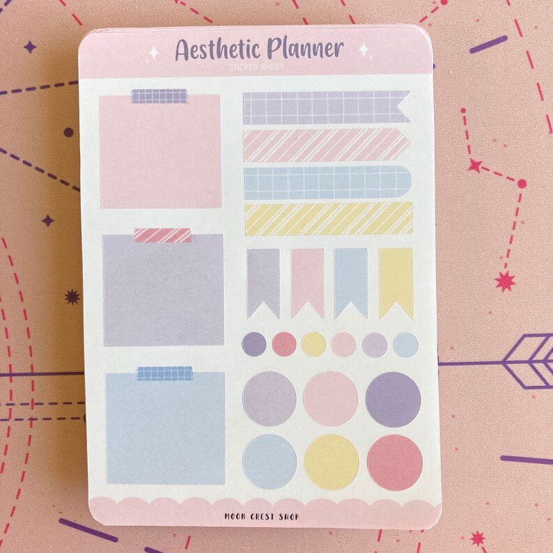 Cute Aesthetic Pastel Bullet Journal Planner Sticker Sheet | Memos ...