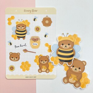 3-PACK BUNDLE 1 Honey Bear Sticker Sheet + 2 Laminated Die Cut Stickers ...