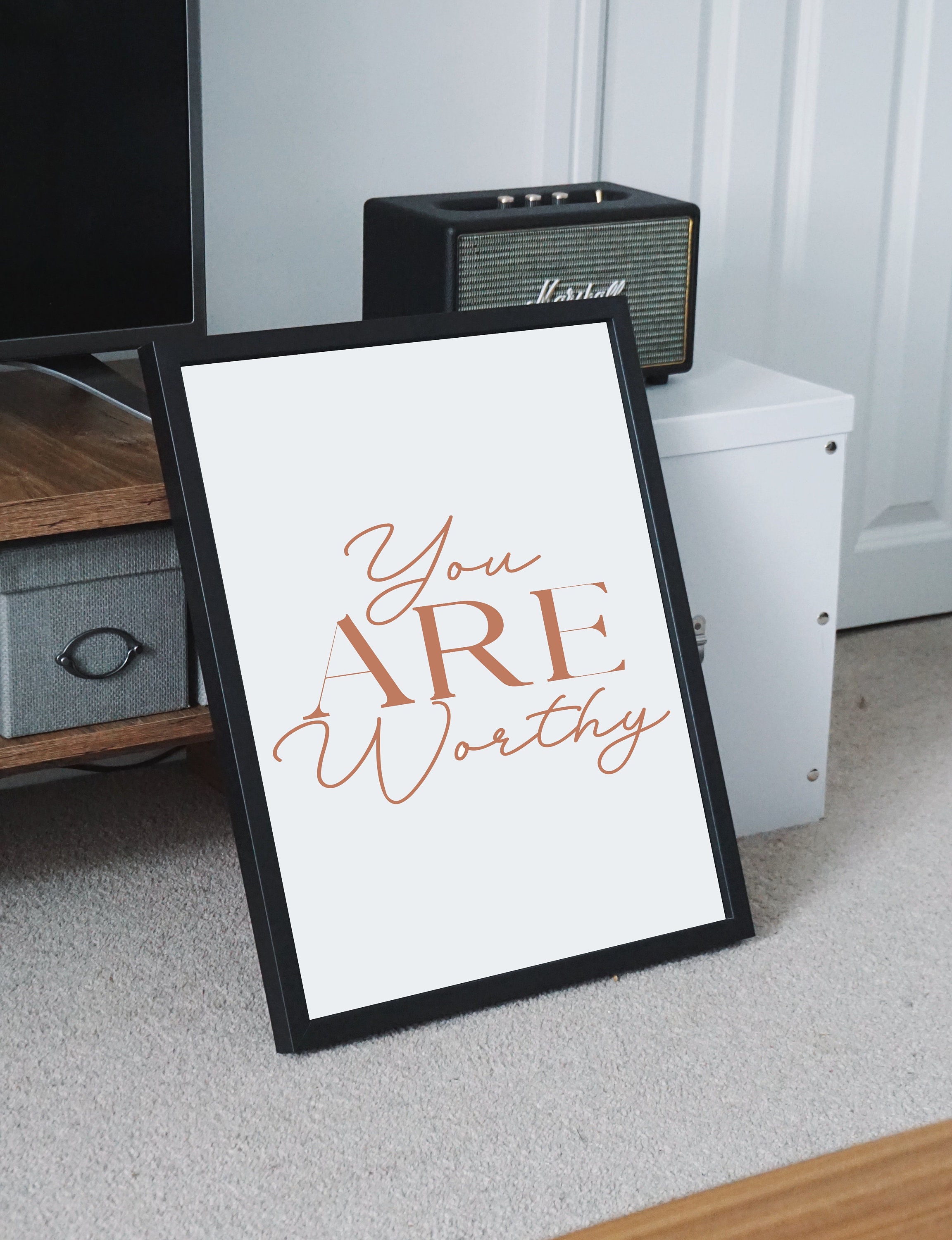 You Are Worthy Pink Art Print - Instant Download - Etsy