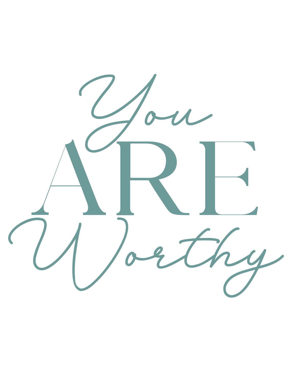 You Are Worthy Blue Art Print Instant Download - Etsy