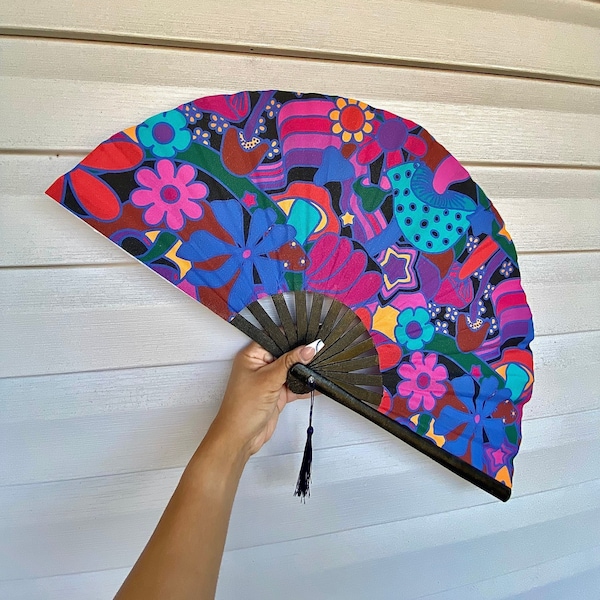 Large Purple Hand Fan - Etsy