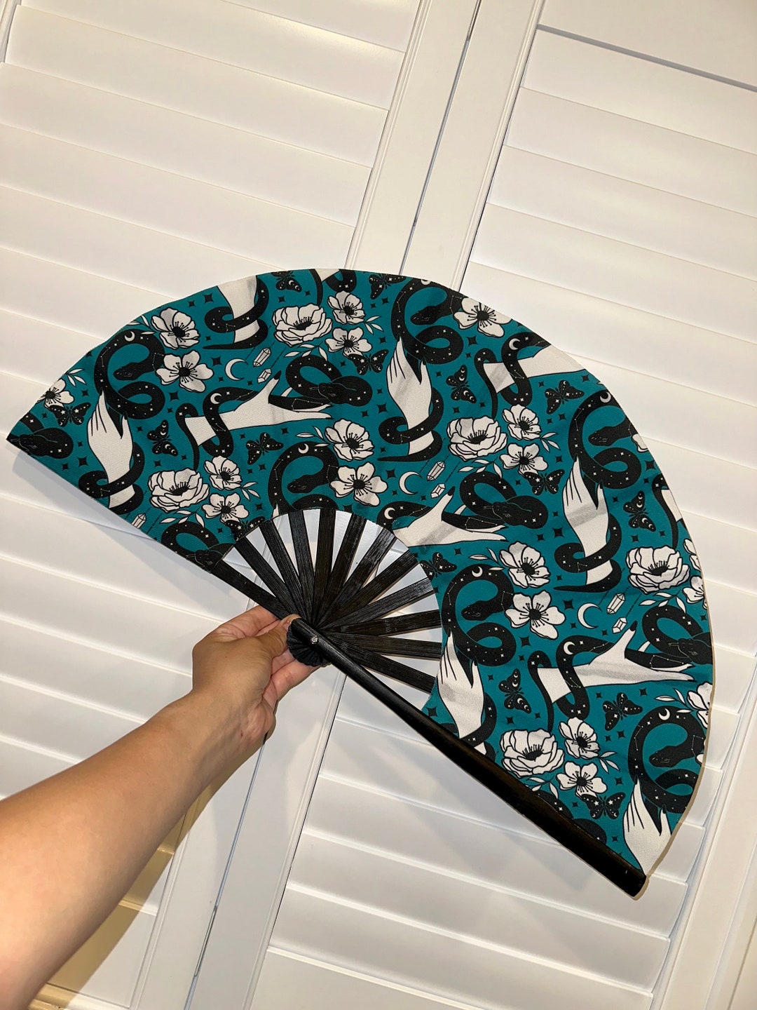 Celestial Snakes Fan / Large Fan / Rave Accessories / Hand Fan / Rave ...