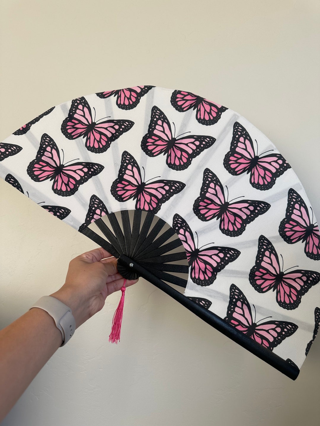 Pink Butterfly Fan / Rave Hand Fan / Clacking Fan / EDM / Festival Rave ...