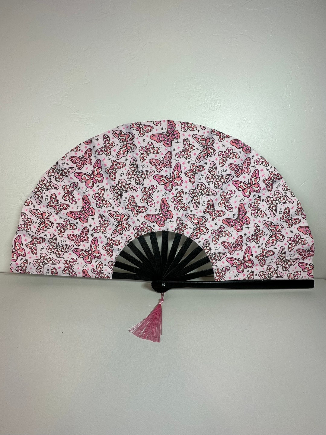 Sweet Butterfly Fan / Large Fan / Rave Accessories / Hand Fan / Rave Hand Fan / Clacking Fan ...