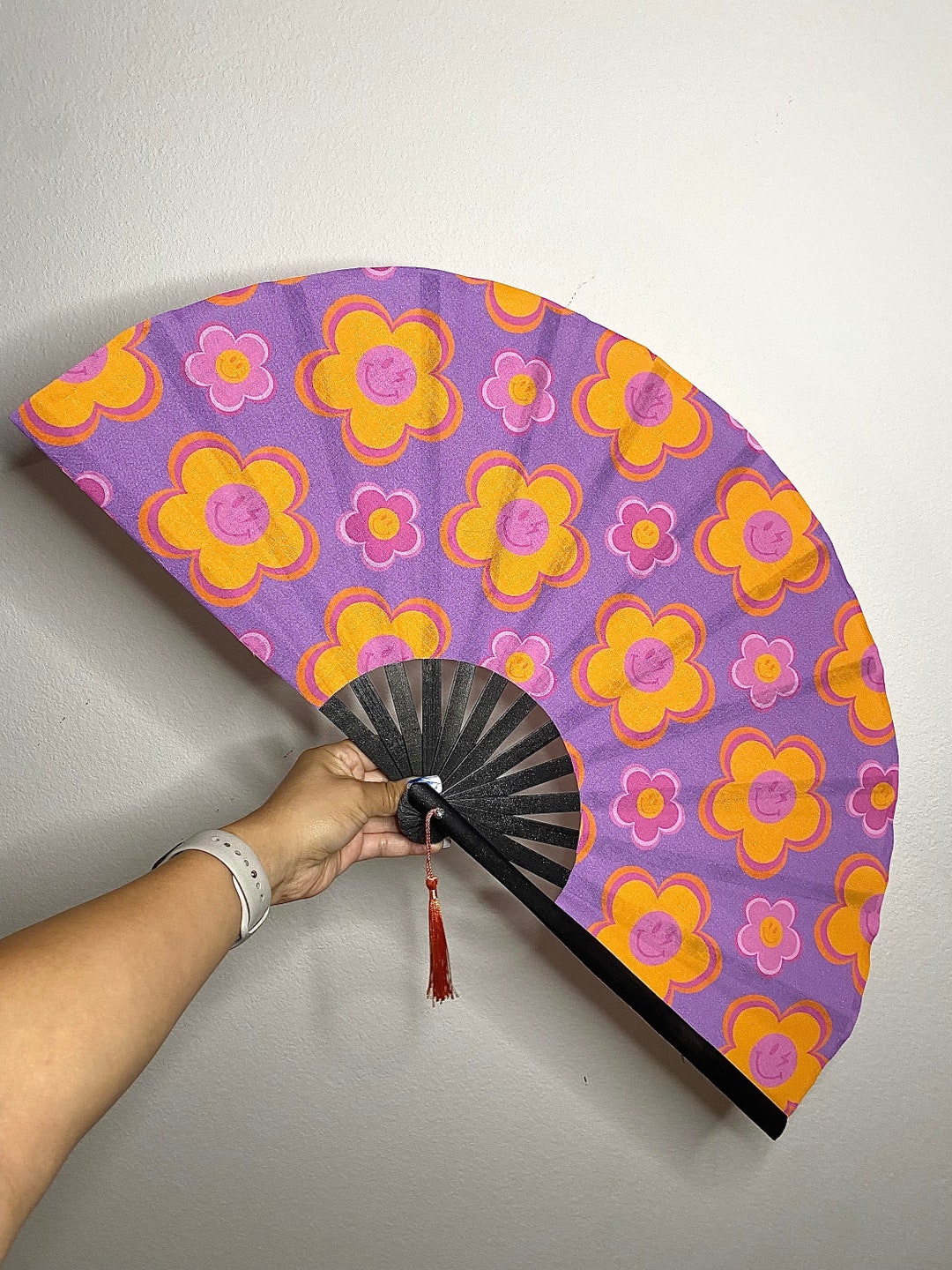 Retro Electric Flowers Fan / Large Fan / Rave Accessory / Hand Fan ...