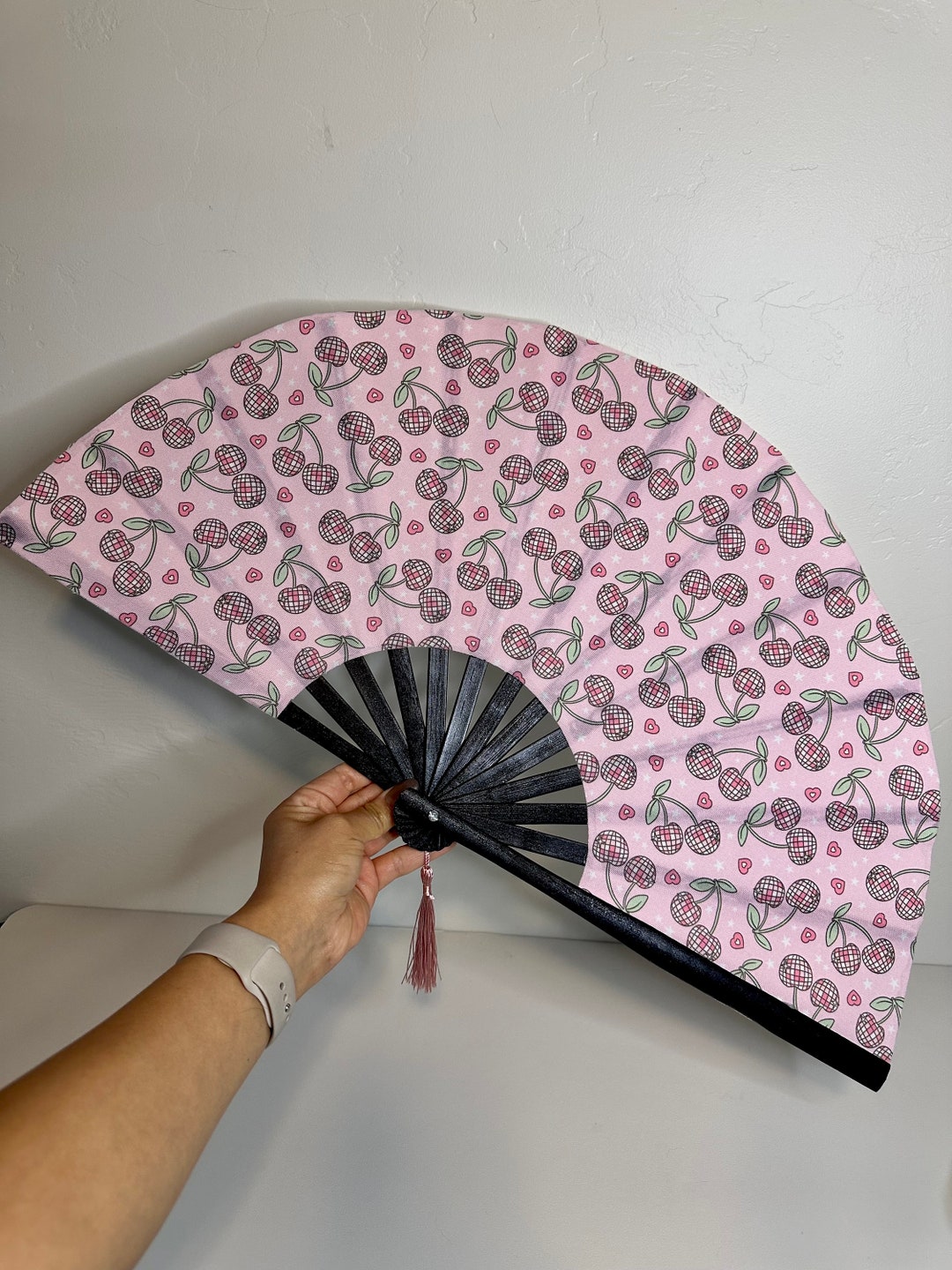 Disco Cherries Fan / Large Fan / Rave Accessories / Hand Fan / Rave ...