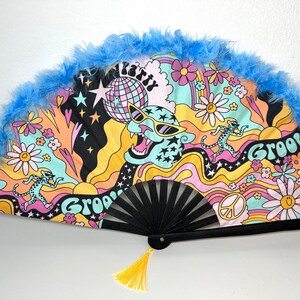 Groovy Disco Fan / Large Fan / Rave Accessories / Hand Fan / Rave Hand ...