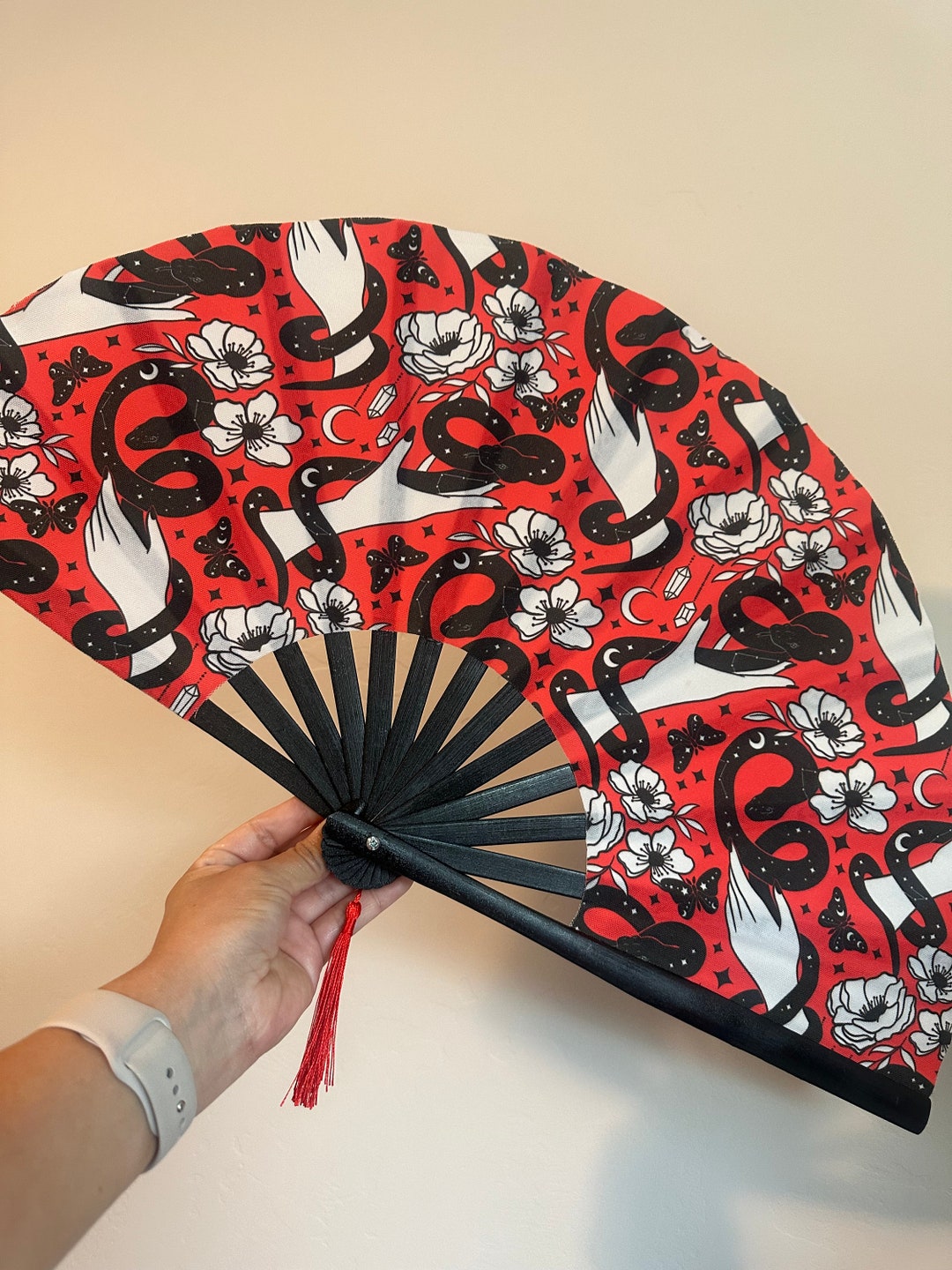 Celestial Snakes Fan / Large Fan / Rave Accessories / Hand Fan / Rave ...