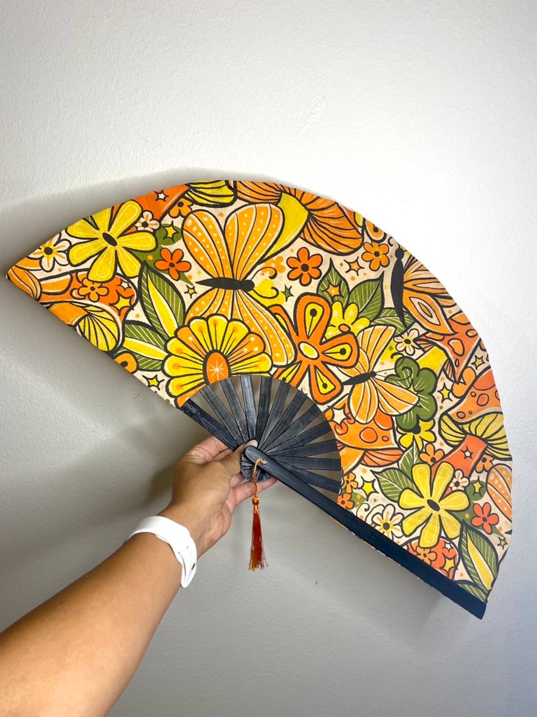 70’s Bloom Fan / Large Fan / Rave Accessories / Hand Fan / Rave Hand ...
