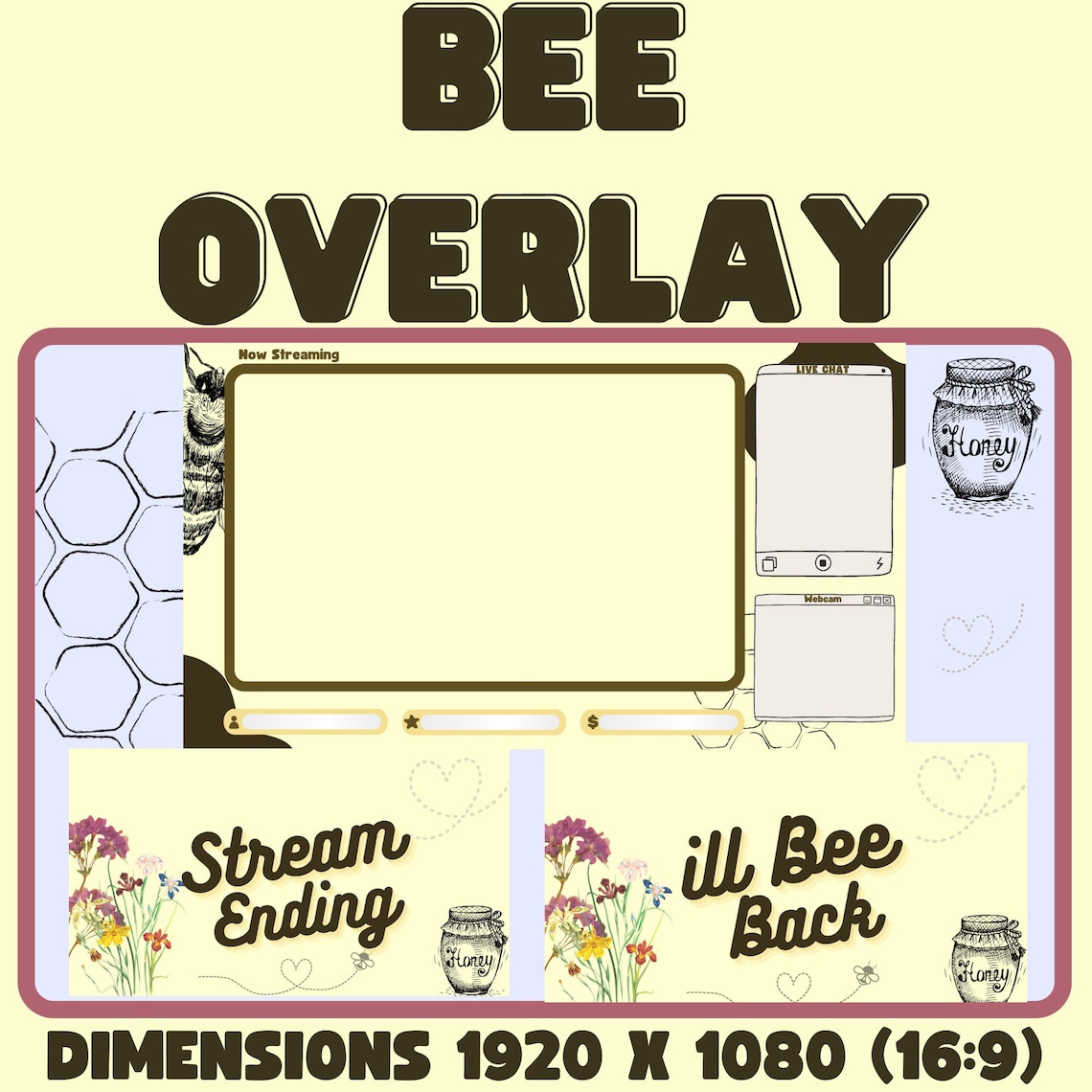 TWITCH/STREAM OVERLAY Cozy Bee Theme Bundle Pack - Etsy