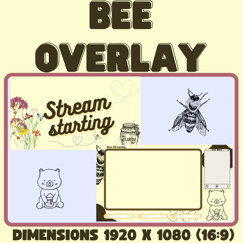 TWITCH/STREAM OVERLAY Cozy Bee Theme Bundle Pack - Etsy