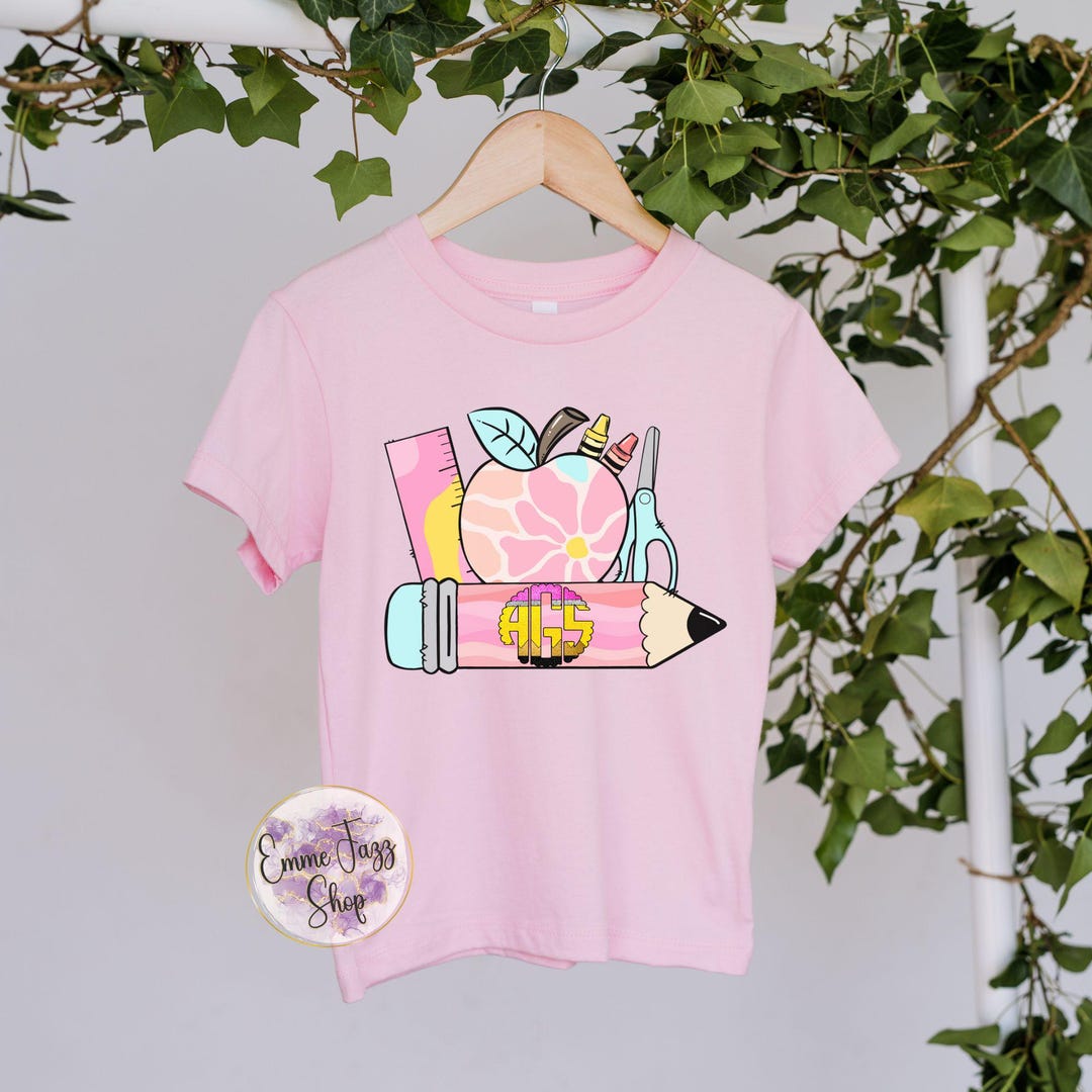 Faux Monogrammed School Shirt for Toddlers and Youth Girls Monogrammed ...