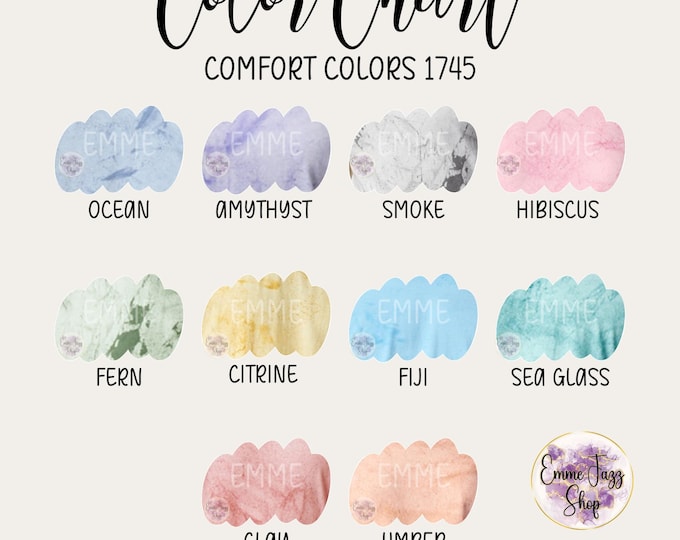 Comfort Colors 1745 Color Chart Digital Download Comfort Colors Color ...