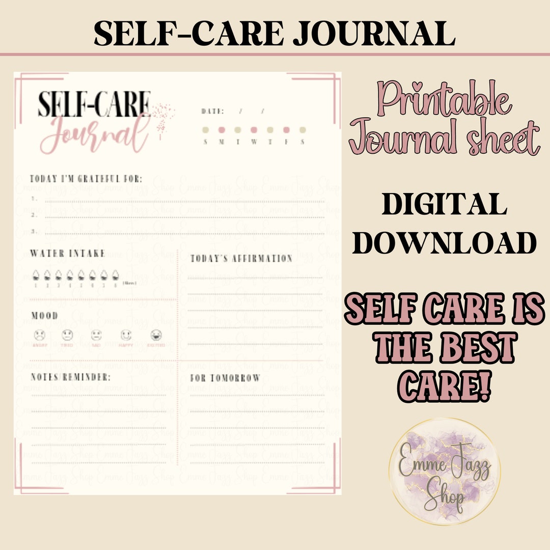 Self Care Journal Sheets Digital Download Daily Self Care Tracking ...