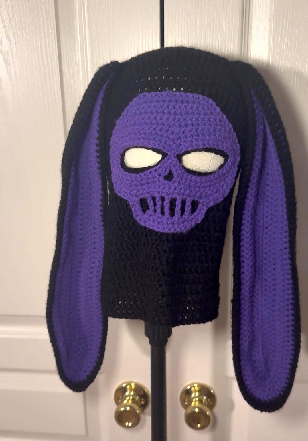 Bunny Ear Skull Ski Mask | Crochet Balaclava With Bunny Ears | Gothic ...