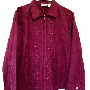 Bonworth 3-PC Pants Set Petite XS Cranberry Embroidered Full Zip Jacket ...