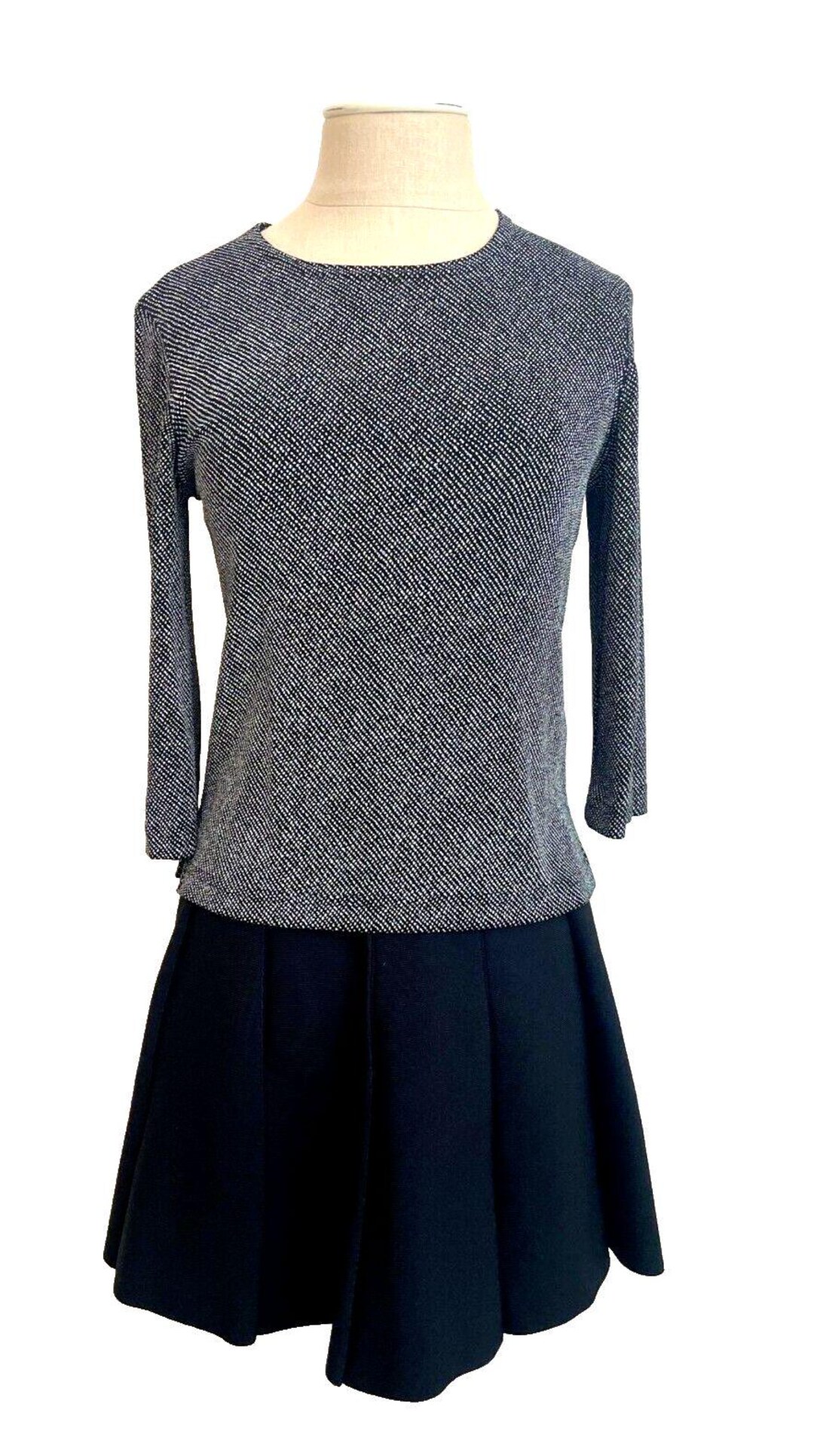 Softwear by Mark Singer Boat Neck Tweed Top Paired W/parker Black Mini ...