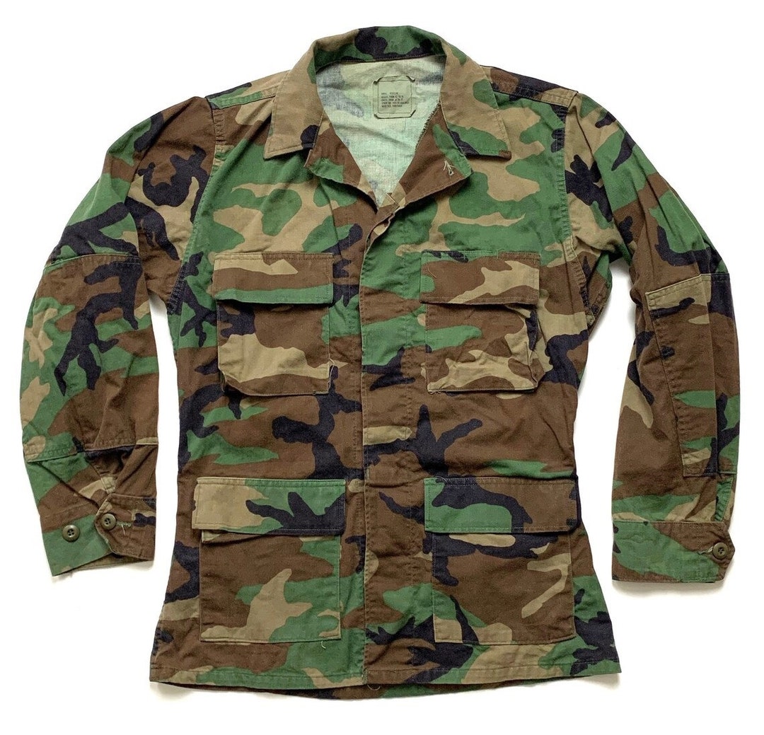 US Army Camouflage Jacket Vintage Large Long Woodland Camouflage - Etsy