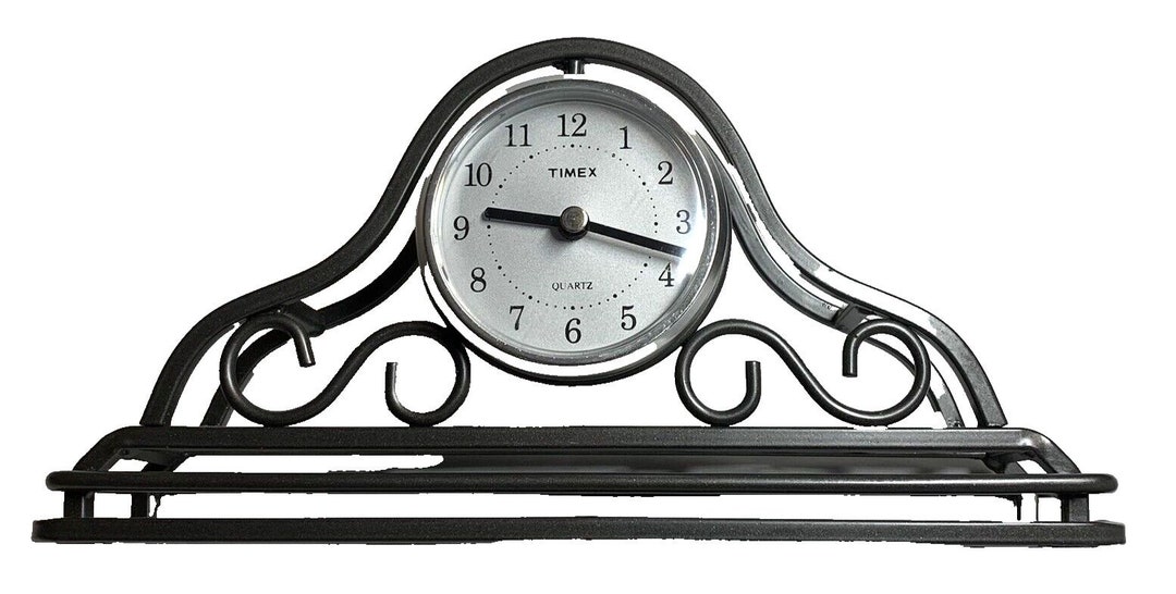 Timex Mantel/desk Clock in Wrought Iron Scroll Frame 10.5"x5" Tested ...