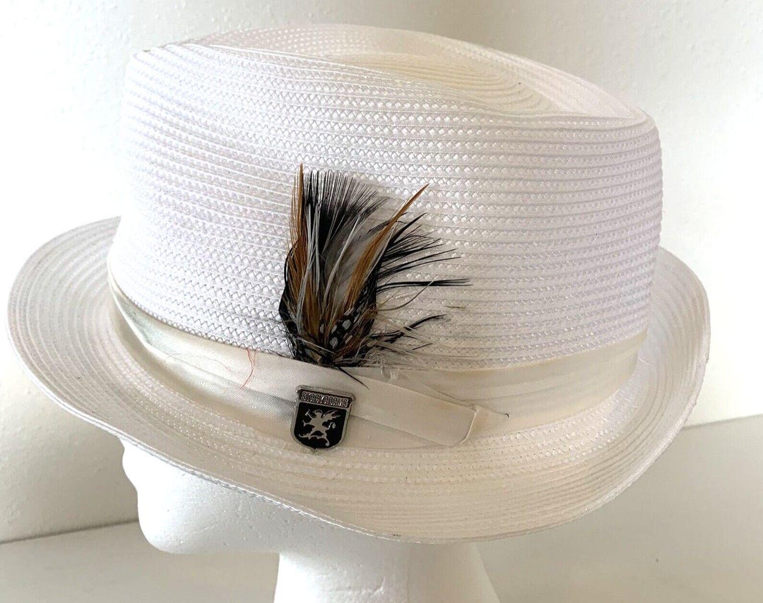 Stacy Adams Dublin Fedora Poly Braided Pinch Front Hat Medium White ...