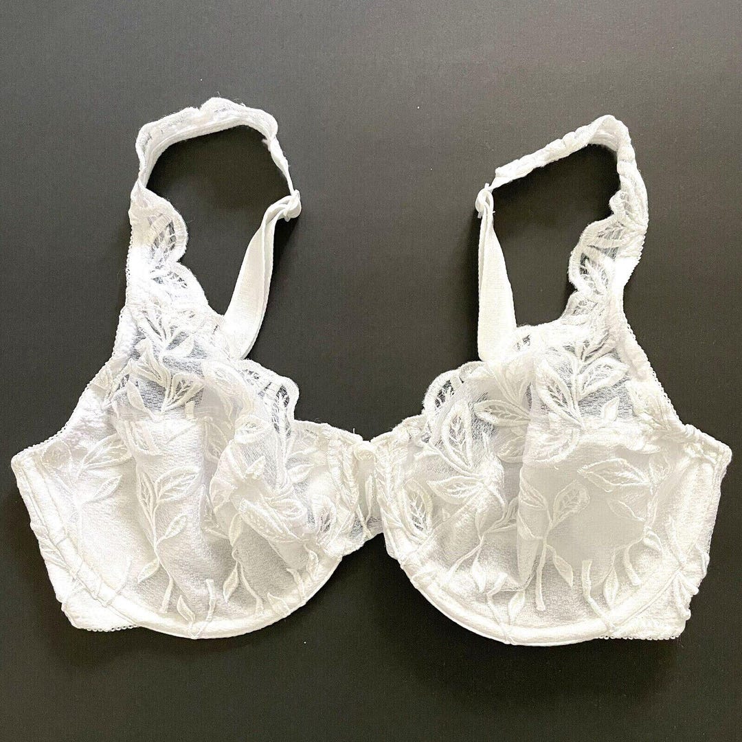 Vintage Bali White Floral Embroidered Bra 3373 Size 38C VTG 90s - Etsy
