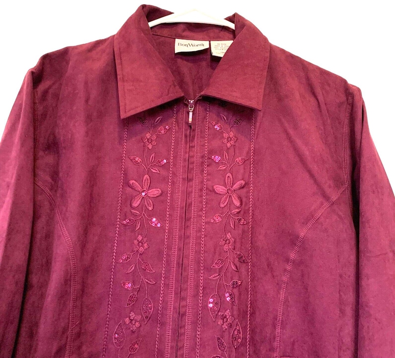 Bonworth 3-PC Pants Set Petite XS Cranberry Embroidered Full Zip Jacket ...