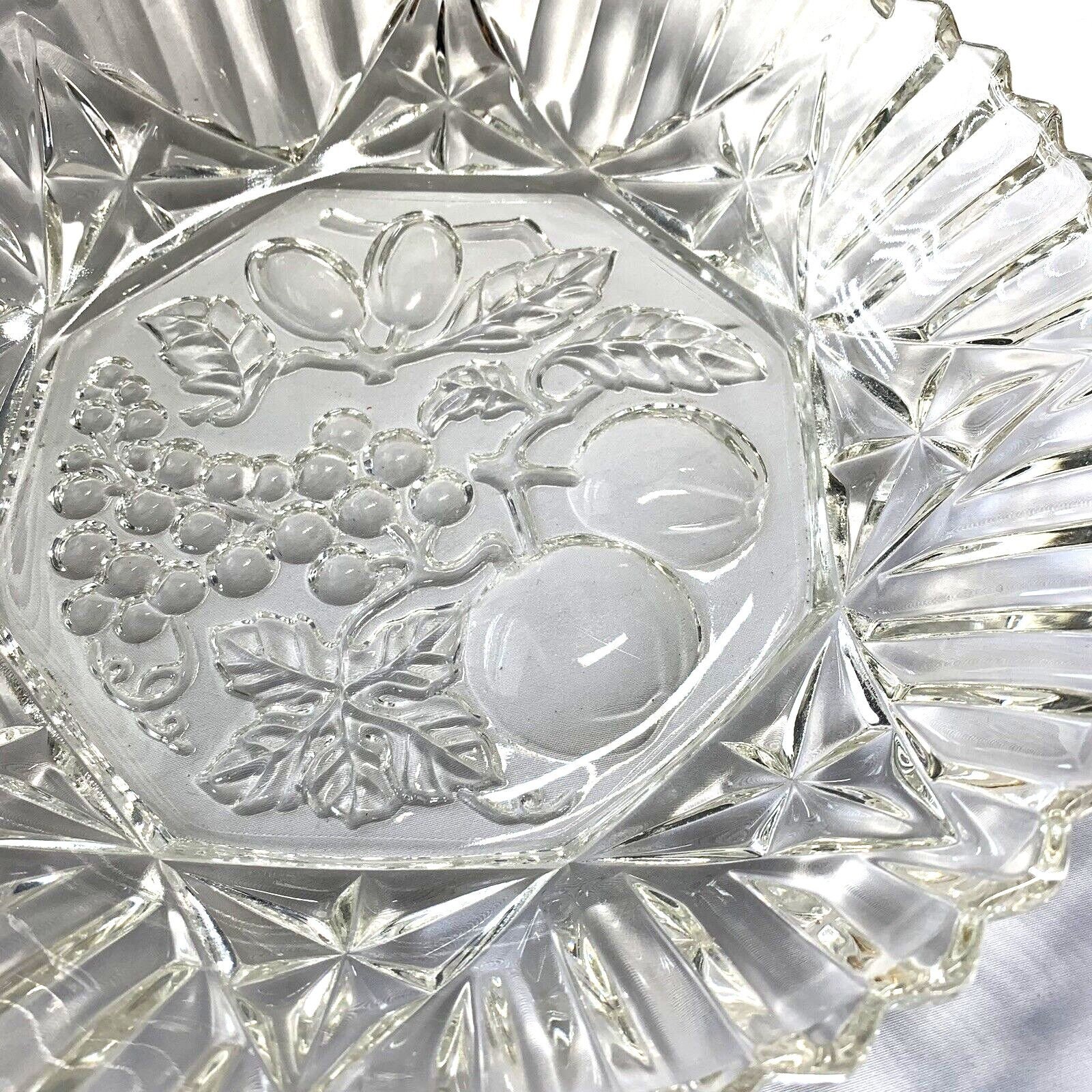 Federal Glass Pioneer Intaglio Fruit Pattern Serving Bowl 10" VTG Cut ...