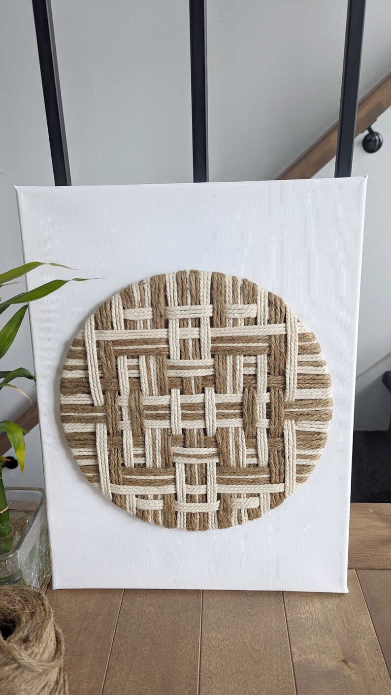 Boho Jute Weaved Art on Canvas, Handmade Fiber-string Wall Hanging - Etsy