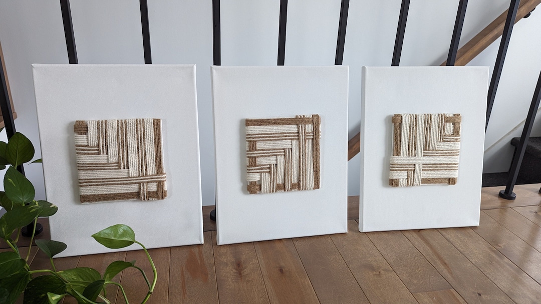 Jute Wall Decoration Set of 3, Ecofriendly- Handmade , Wool Thread Wall ...