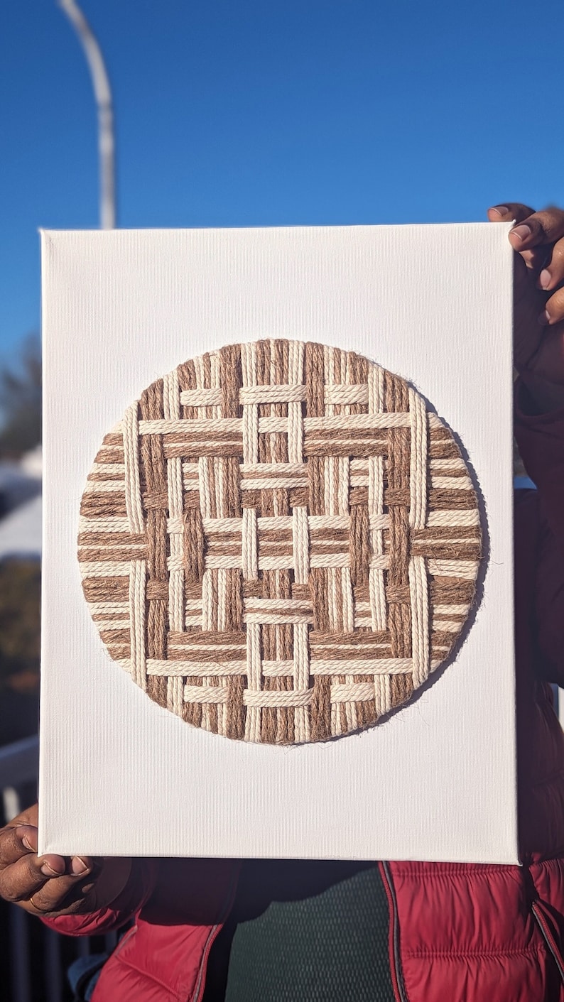 Boho Jute Weaved Art on Canvas, Handmade Fiber-string Wall Hanging - Etsy