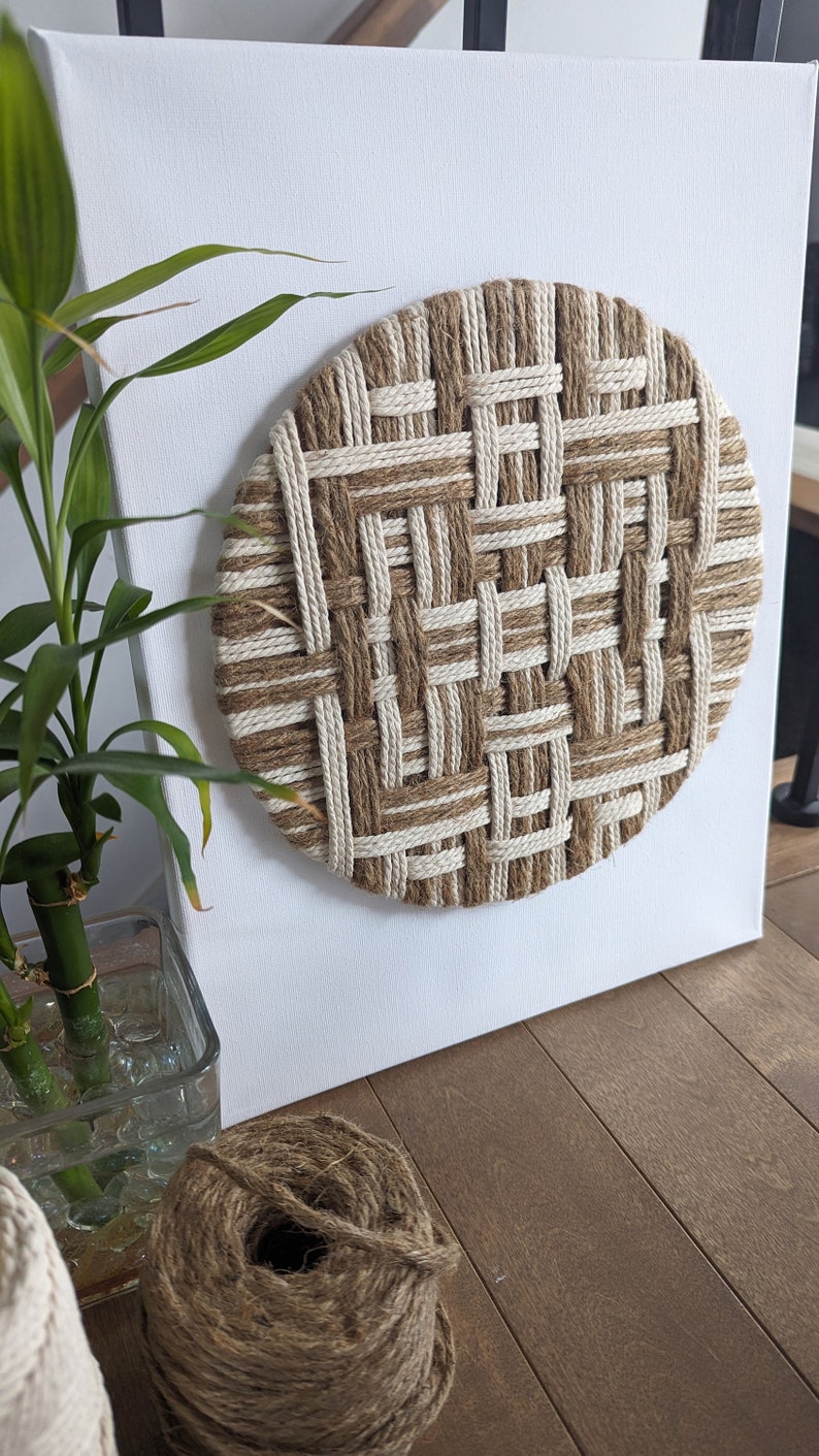Boho Jute Weaved Art on Canvas, Handmade Fiber-string Wall Hanging - Etsy