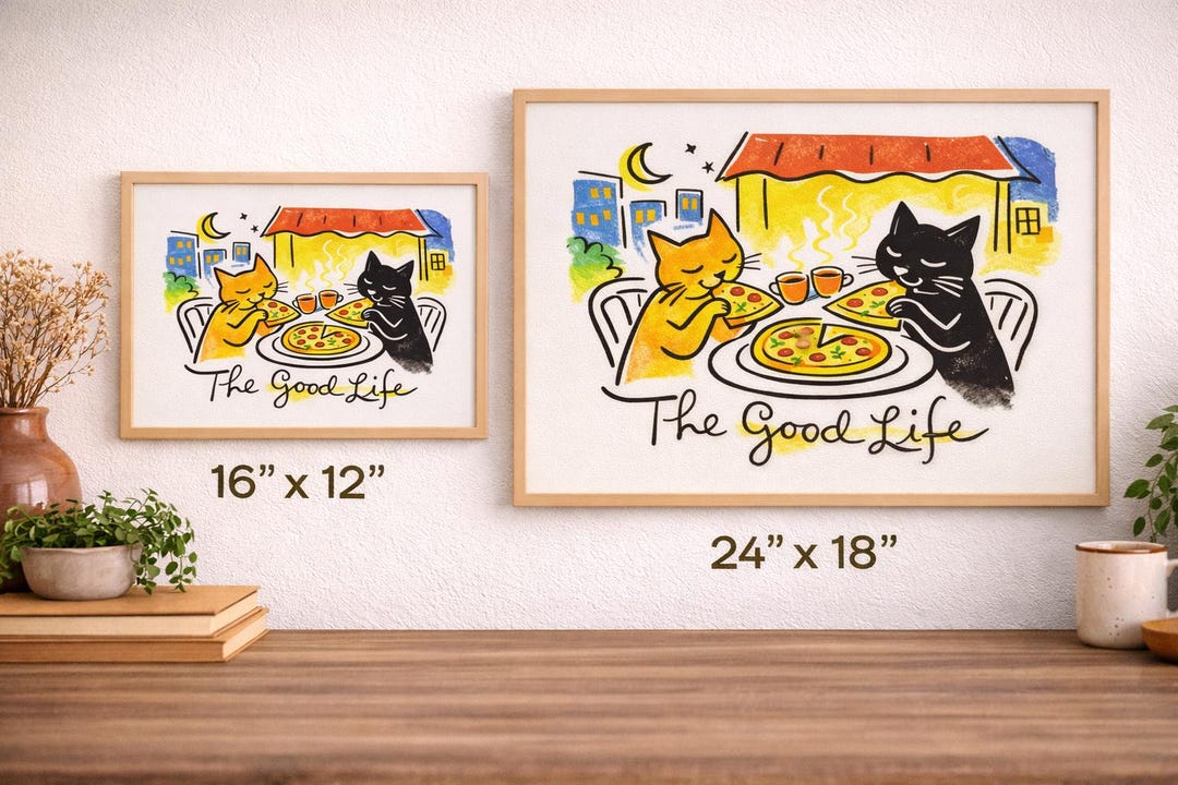 Global Village Coffeehouse GVC Decor, Art, Aesthetic Cats Dining Poster ...