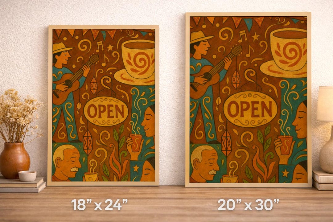 GVC Design Global Village Coffeehouse Poster, 2000s, 1990s Coffee Shop ...