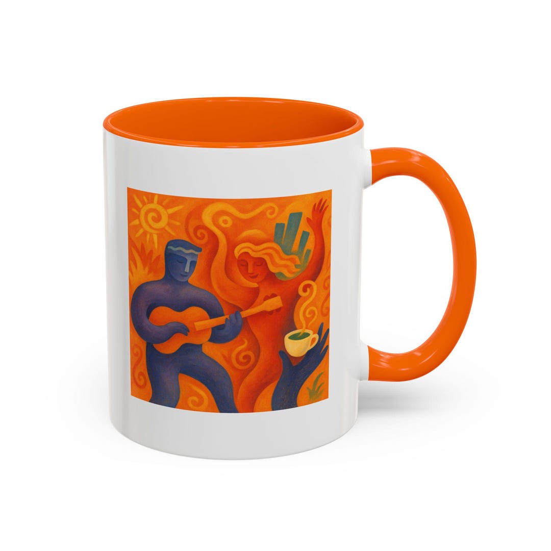 Global Village Coffeehouse GVC, Abstract Vintage Design, Music Gift ...
