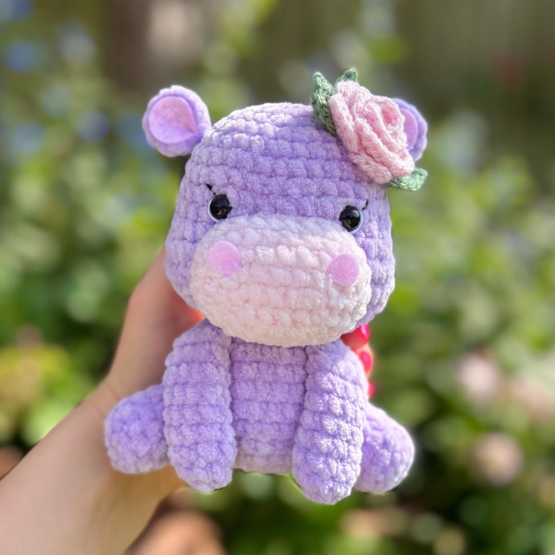 Handcrafted Hilda Hippo: Chunky Chenille Yarn Decor (14cm) - Etsy