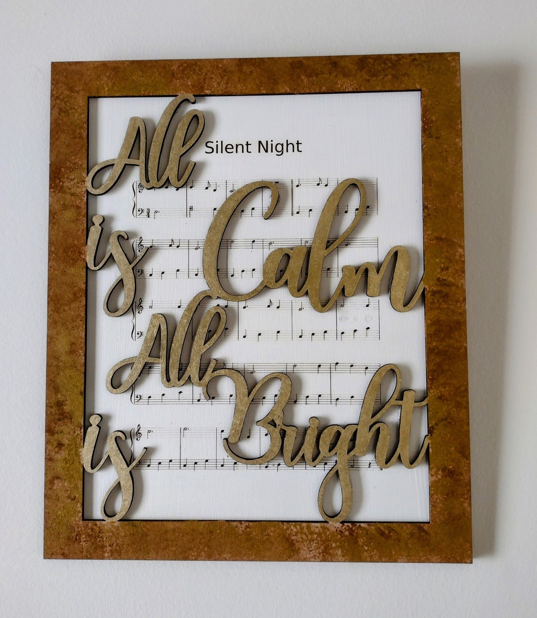 Christmas Wall Hanging - Silent Night Frame With Sheet Music, Digital ...