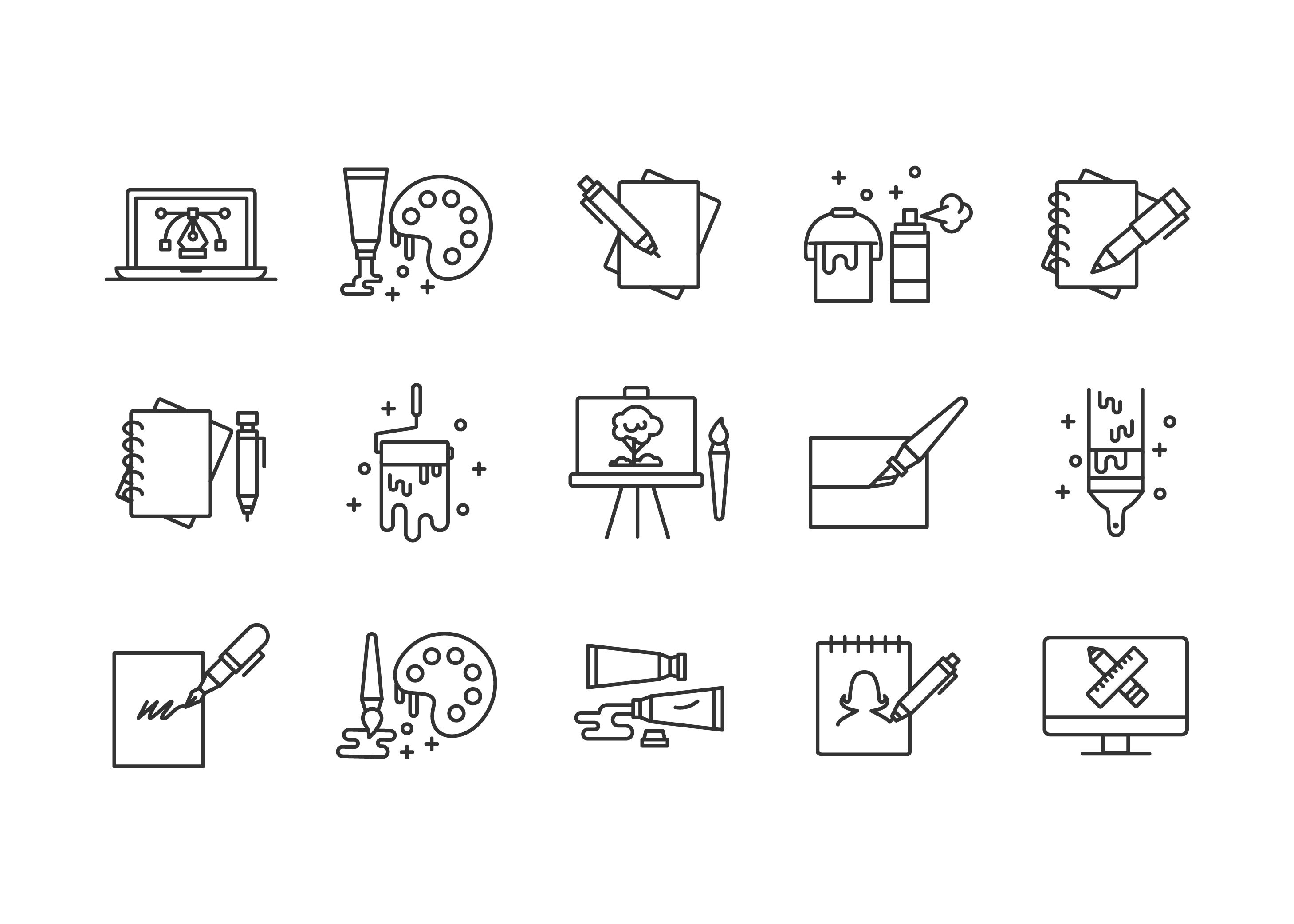 150+ Art Tools Icons, Icons for Artwork, Painting, Website, Icons for ...