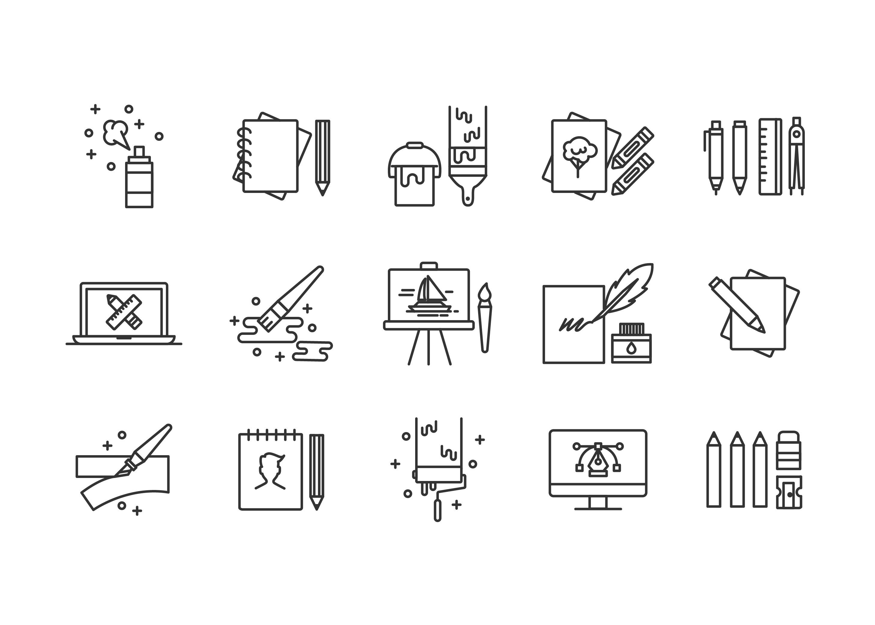 150+ Art Tools Icons, Icons for Artwork, Painting, Website, Icons for ...