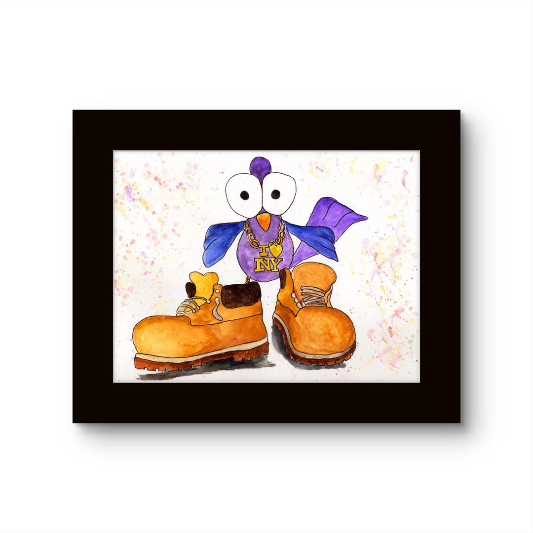 NYC Pigeon Rocking Timbs!-art Print/ Whimsical/new York Sketches/new ...