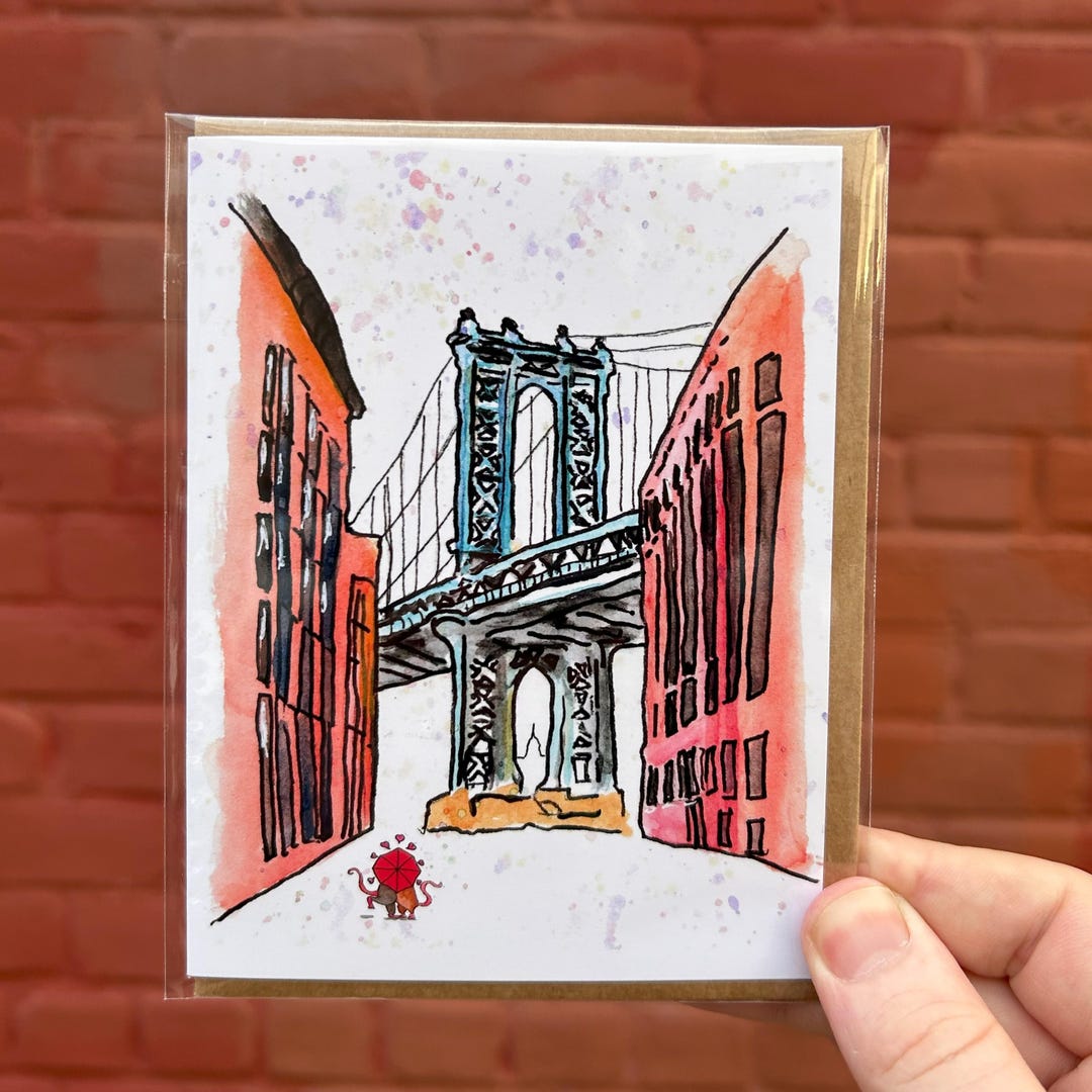 Dumbo Brooklyn Rats Kiss Valentine's Card: Hand-illustrated NYC Art - Etsy