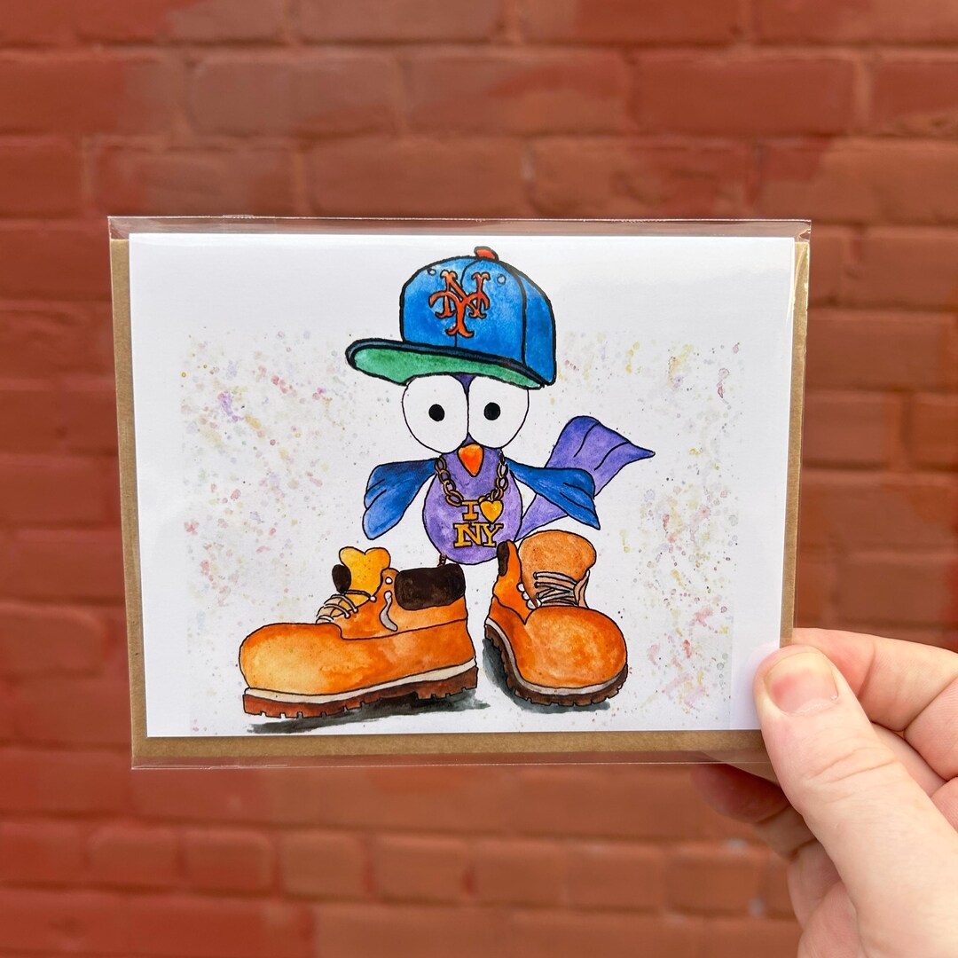 Mets Pigeon Greeting Card: Funny NYC Art - Etsy
